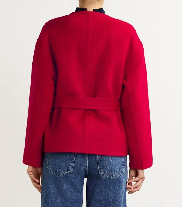Maje Wool-blend Double-faced Jacket With Tie Detail