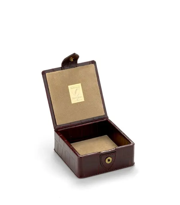 ASPINAL OF LONDON Small Leather Stud Box - Brown