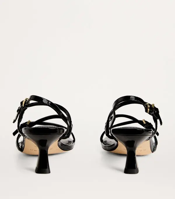 Sandro Leather Heeled Sandals With Gold-tone Hardware - Black