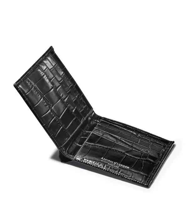 ASPINAL OF LONDON Croc-embossed Leather Bifold Wallet