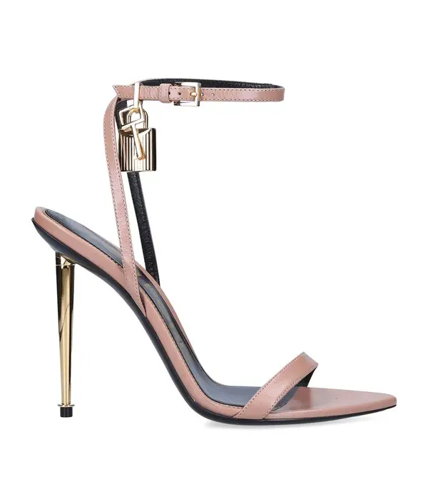 TOM FORD Leather Padlock Stiletto Sandals - Nude