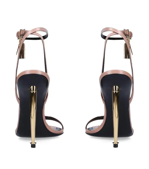 TOM FORD Leather Padlock Stiletto Sandals - Nude