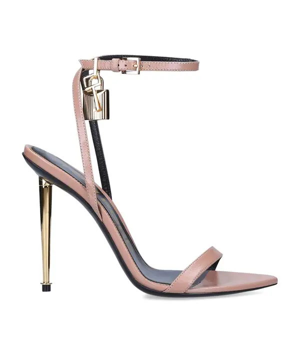 TOM FORD Leather Padlock Stiletto Sandals - Nude