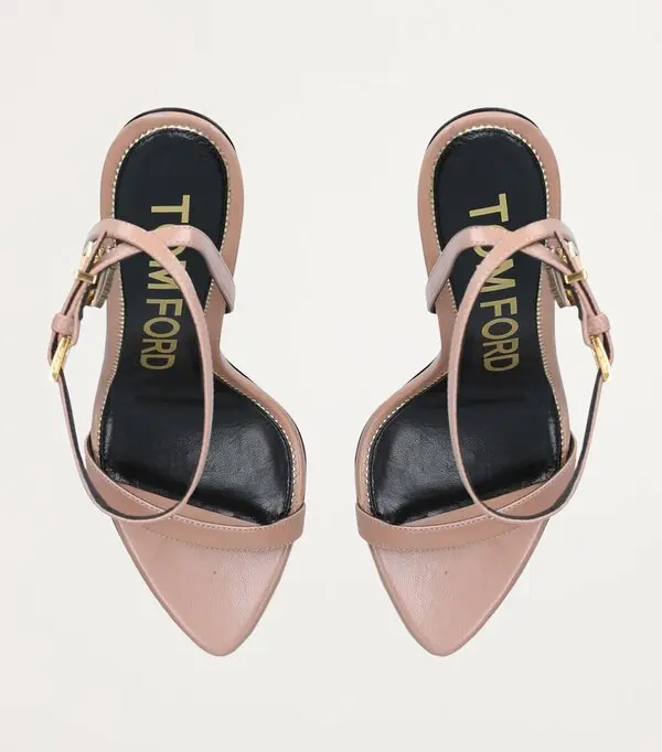 TOM FORD Leather Padlock Stiletto Sandals - Nude
