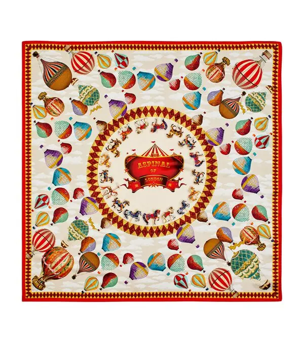 ASPINAL OF LONDON Silk Hot Air Balloon Print Scarf - Red