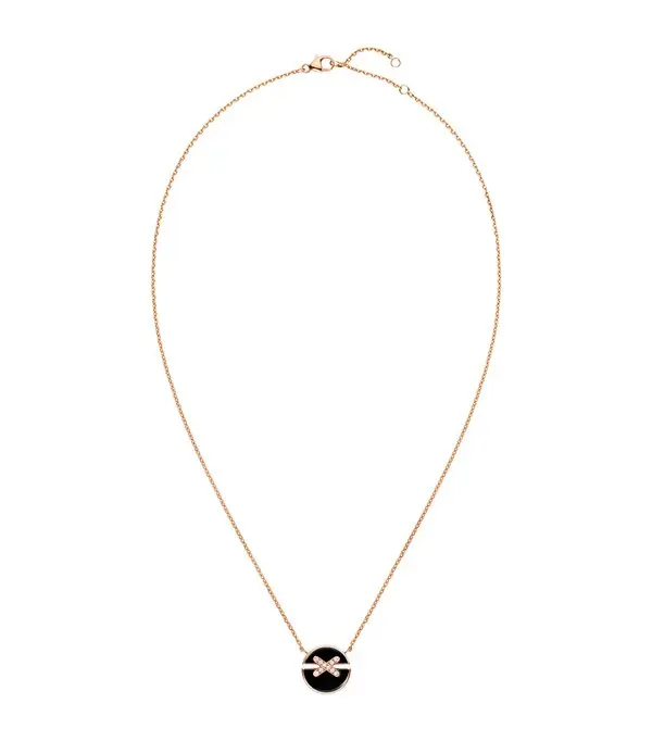 CHAUMET Small Onyx And Diamond Harmony Pendant Necklace - Rose Gold