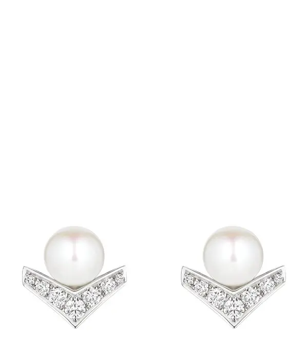 CHAUMET Joséphine Aigrette Diamond And Pearl Earrings - Silver