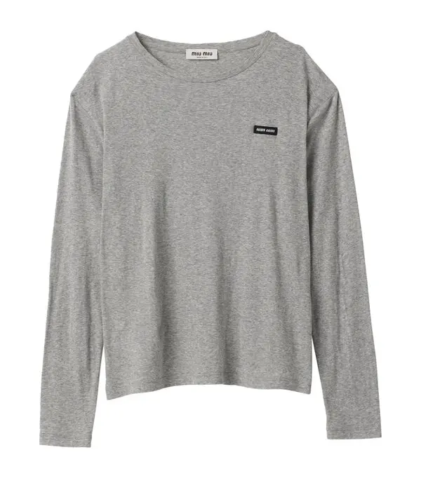 Miu Miu Logo-patch Long-sleeve T-shirt