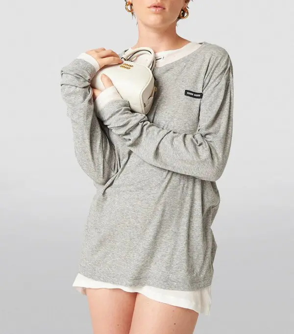 Miu Miu Logo-patch Long-sleeve T-shirt