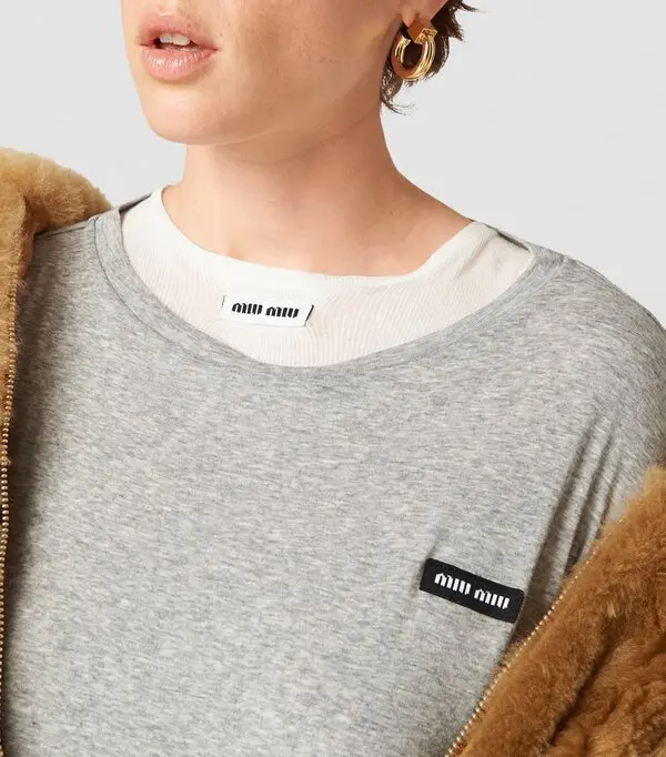 Miu Miu Logo-patch Long-sleeve T-shirt