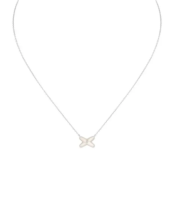 CHAUMET White Gold, Diamond, And Mother-of-pearl Jeux De Liens Pendant Necklace - Silver