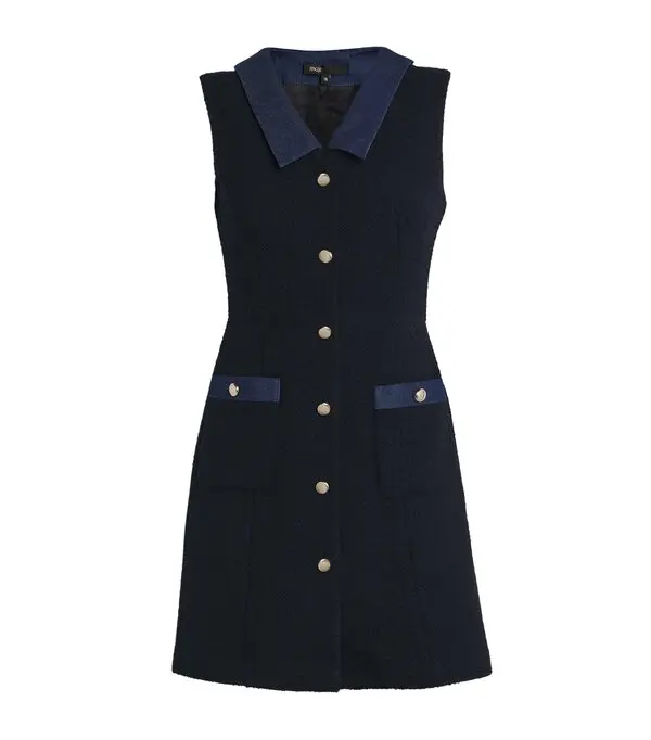 Maje Tweed Mini Dress - Blue