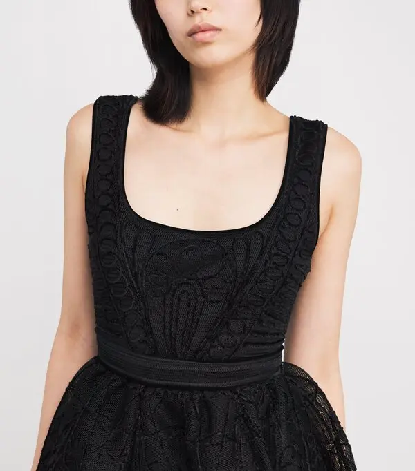 Maje Knitted Mini Skater Dress - Black