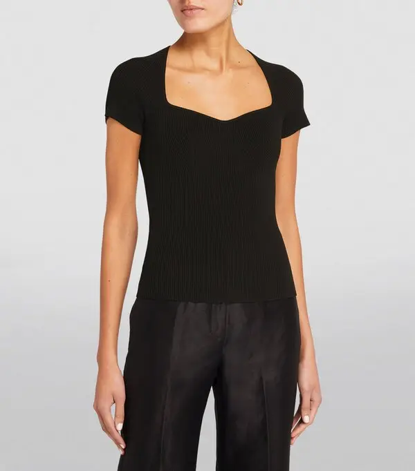 Maje Short-sleeve Ribbed Top - Black