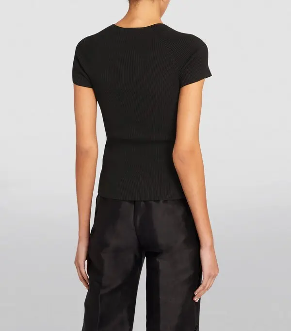 Maje Short-sleeve Ribbed Top - Black