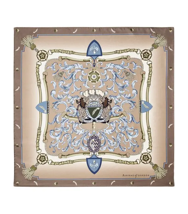 ASPINAL OF LONDON Silk Signature Printed Scarf - Brown