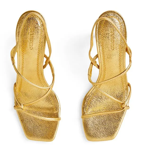 Sandro Metallic Faye 70 Sandals - Beige