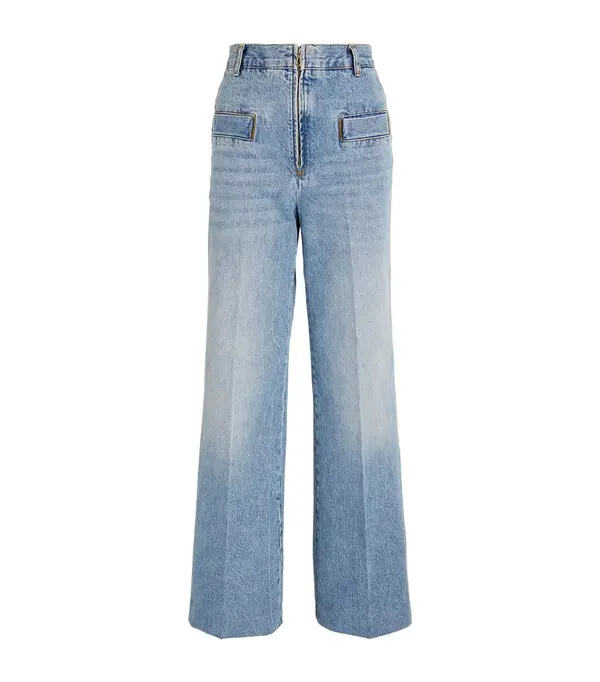 Sandro Zip Wide-leg High-rise Jeans - Blue
