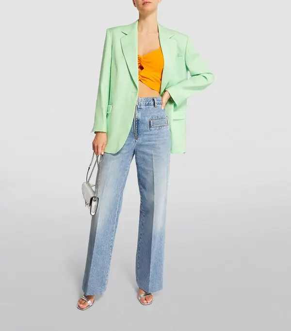 Sandro Zip Wide-leg High-rise Jeans - Blue