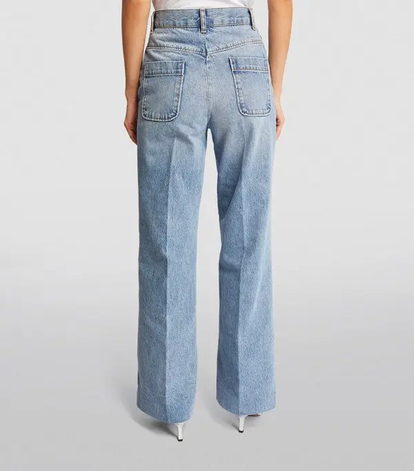 Sandro Zip Wide-leg High-rise Jeans - Blue