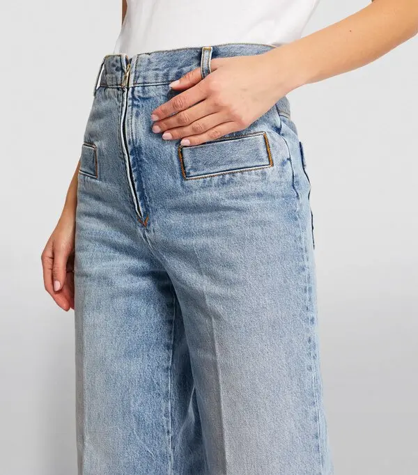Sandro Zip Wide-leg High-rise Jeans - Blue