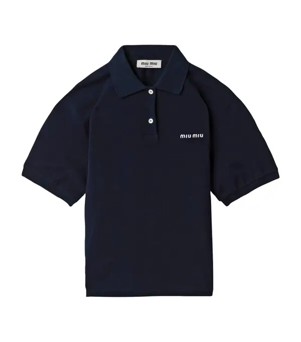 Miu Miu Cotton Logo Polo Shirt - Blue