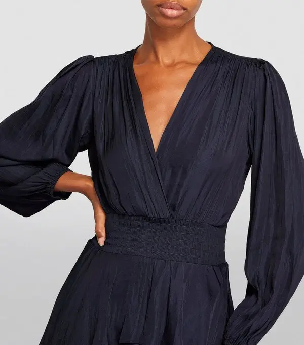 Maje Ruffled Midi Dress - Blue