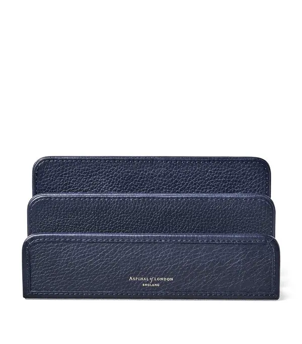 ASPINAL OF LONDON Leather Letter Rack - Blue