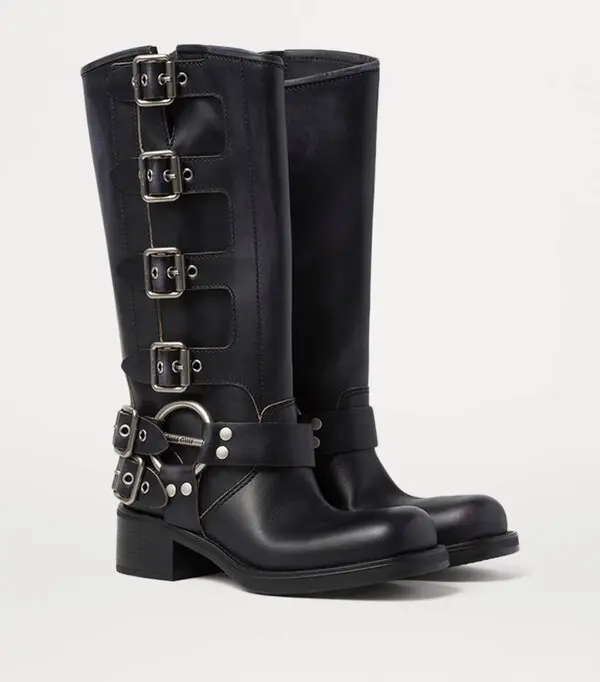 Miu Miu Leather Buckle Boots