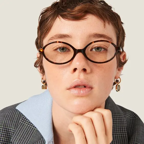 Miu Miu Enamelled Logo Hoop Earrings