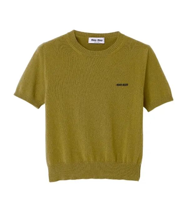 Miu Miu Cashmere Logo Sweater - Green