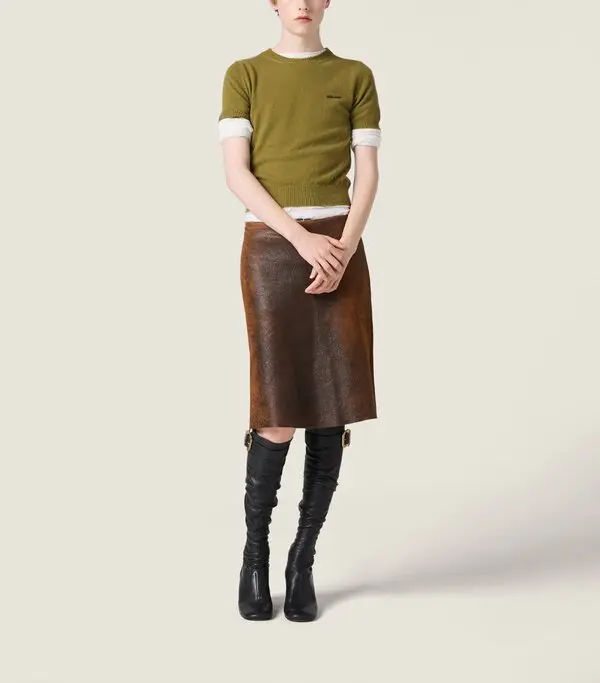 Miu Miu Cashmere Logo Sweater - Green