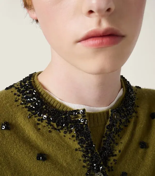 Miu Miu Cashmere Logo Sweater - Green