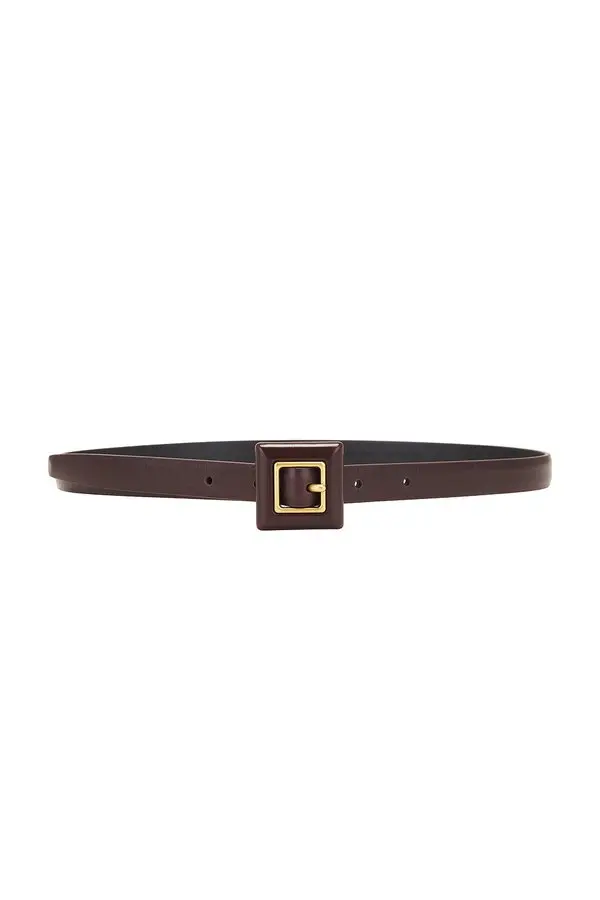 Saint Laurent Skinny Brushed Leather Belt - Papaya Seed