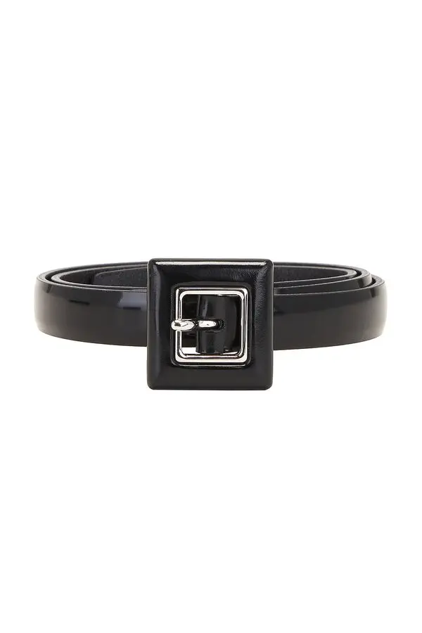 Saint Laurent Skinny Brushed Leather Belt - Nero