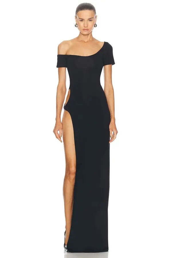 SID NEIGUM Side Cutout Off Shoulder Dress