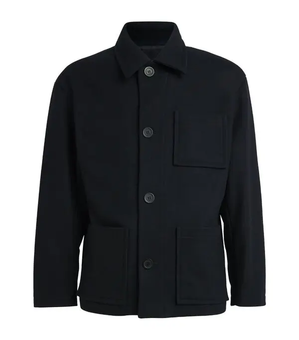 Sandro Wool-Blend Work Jacket Blue Editorialist
