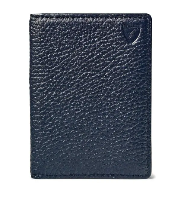 ASPINAL OF LONDON Leather Folded Card Holder - Navy
