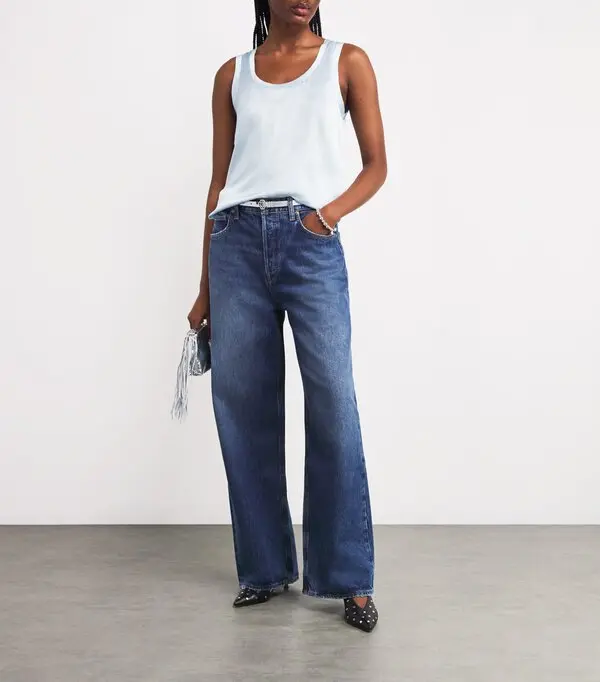 Maje Silk-blend Tank Top - Blue