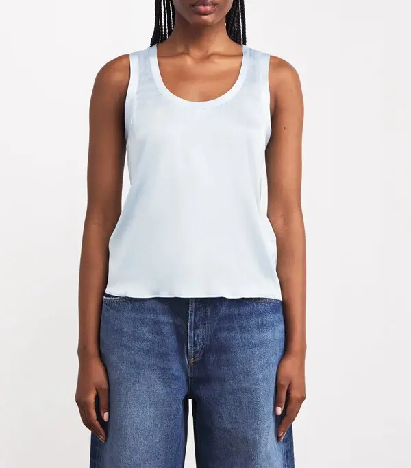 Maje Silk-blend Tank Top - Blue