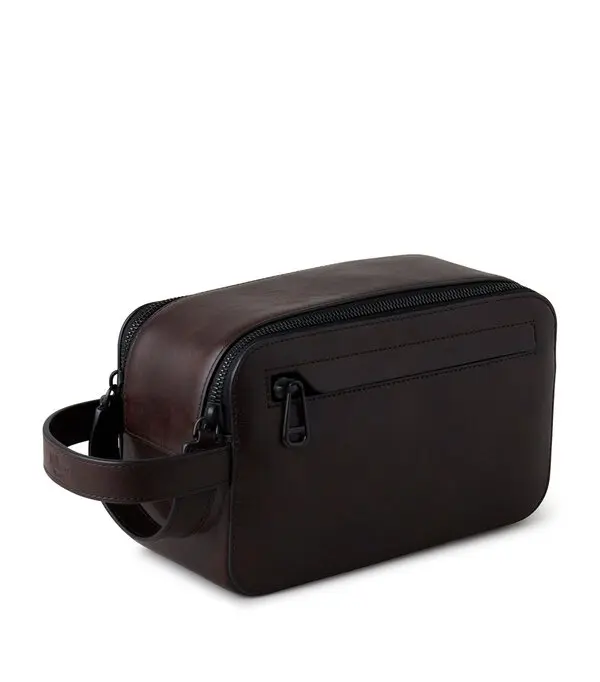 Mulberry Leather Double-zip Wash Bag - Brown