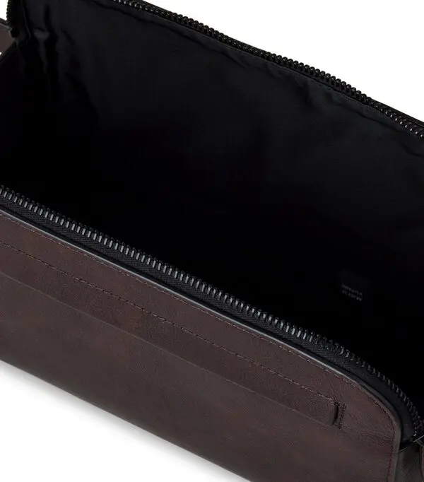 Mulberry Leather Double-zip Wash Bag - Brown