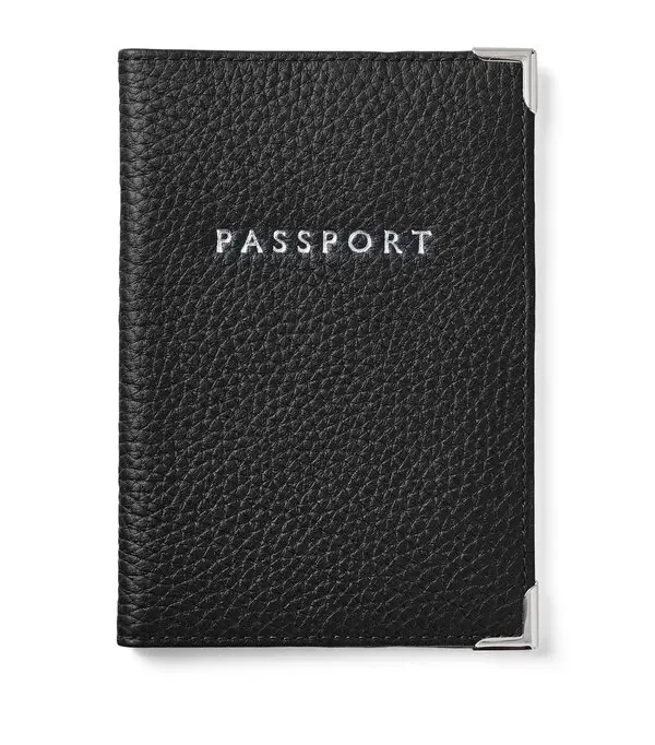 ASPINAL OF LONDON Grained Leather Passport Cover - Black