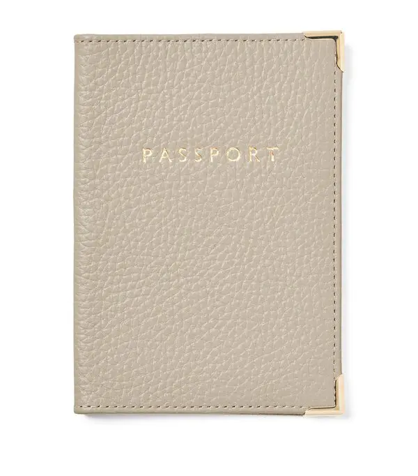 ASPINAL OF LONDON Grained Leather Passport Cover - Grey