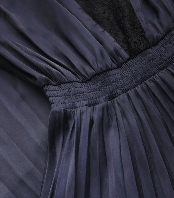 Maje Satin Lace-trim Maxi Dress