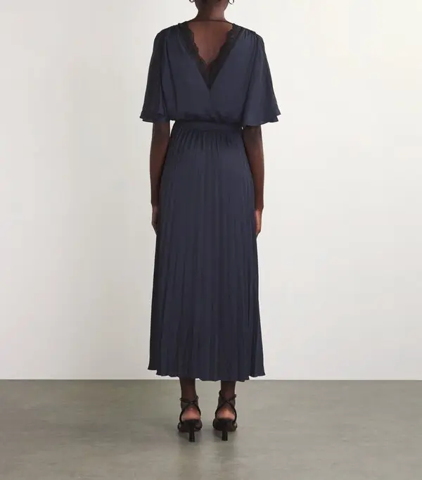 Maje Satin Lace-trim Maxi Dress