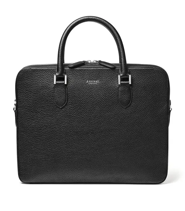ASPINAL OF LONDON Leather Shield Briefcase - Black