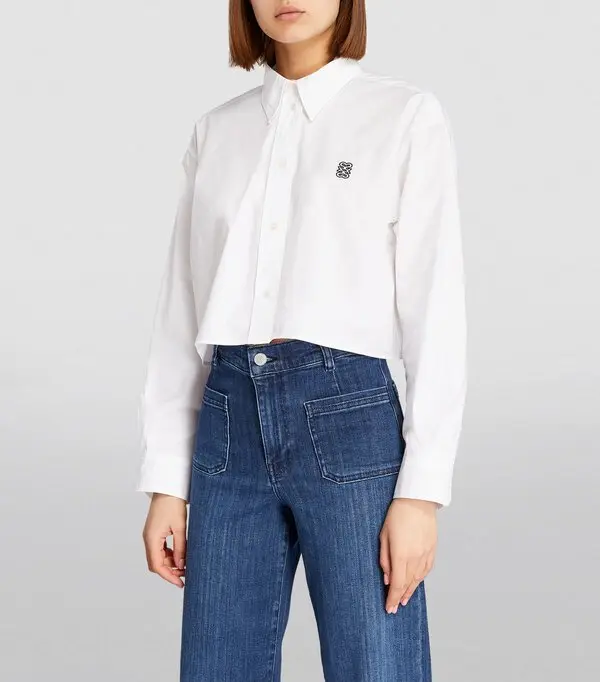 Sandro Cotton Logo Cropped Shirt - Beige