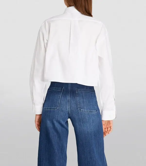Sandro Cotton Logo Cropped Shirt - Beige