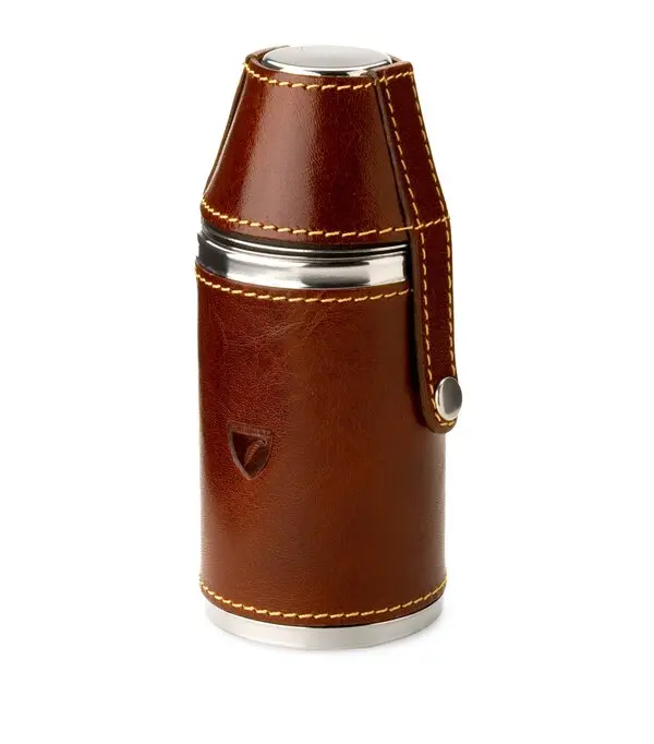 ASPINAL OF LONDON Hunter Leather Flask Set - Brown